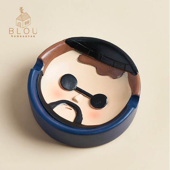 Jual Asbak Rokok Keramik Mewah Unik Face Painting Home Decoration Biru ...