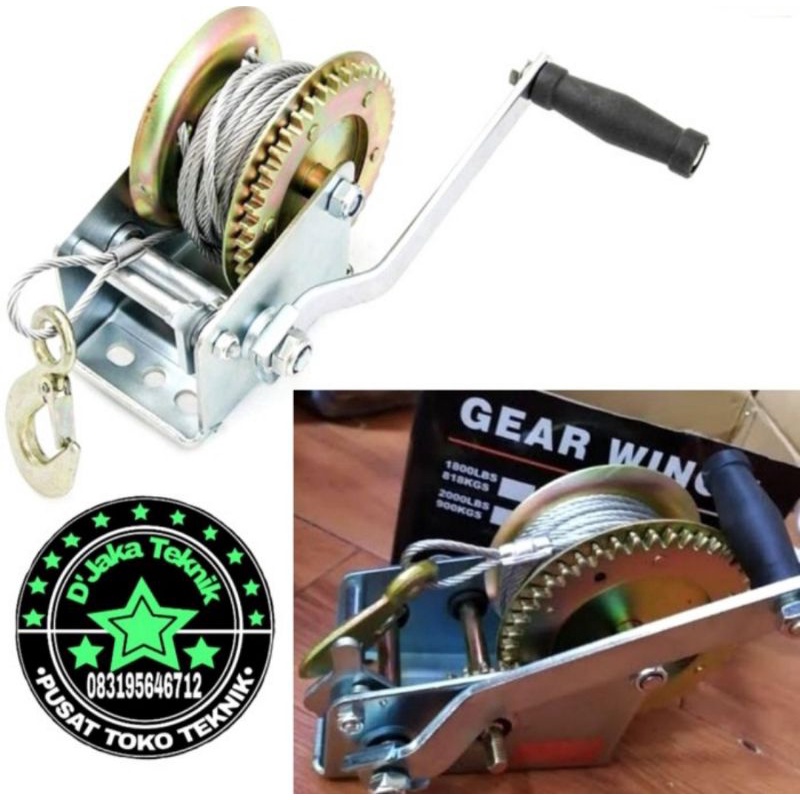 Jual Alat derek manual 2000 LB - 1 Ton + Sling 10 meter Hand winch ...