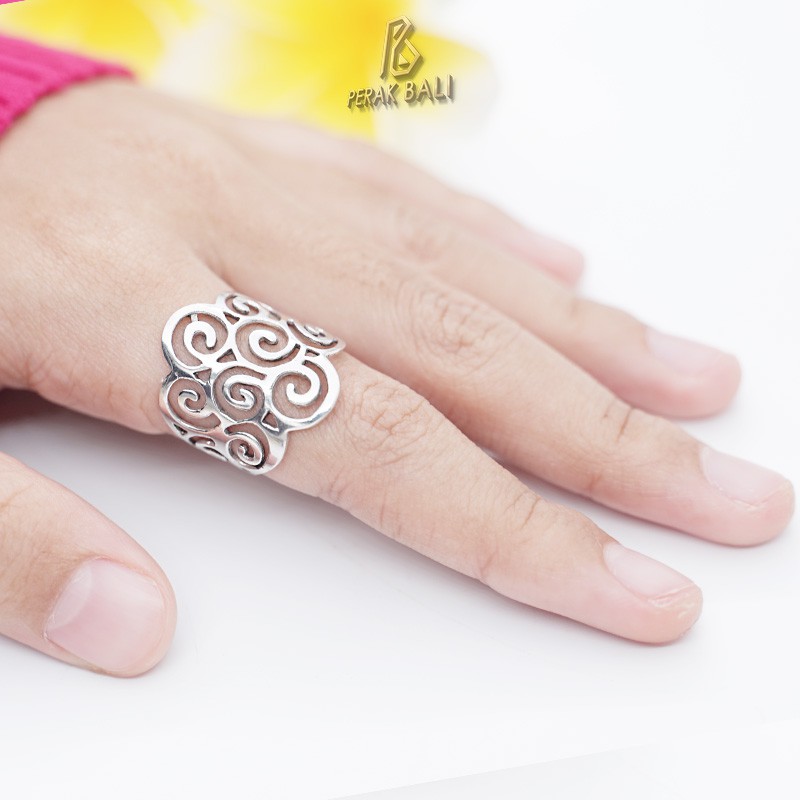 Jual Cincin 925 Asli Perak Wanita Bali Silver Lebar Punggel | Shopee ...