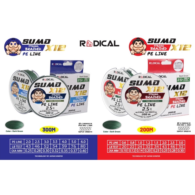 Jual senar pe radical sumo x8 x12 200m dan 300m | Shopee Indonesia