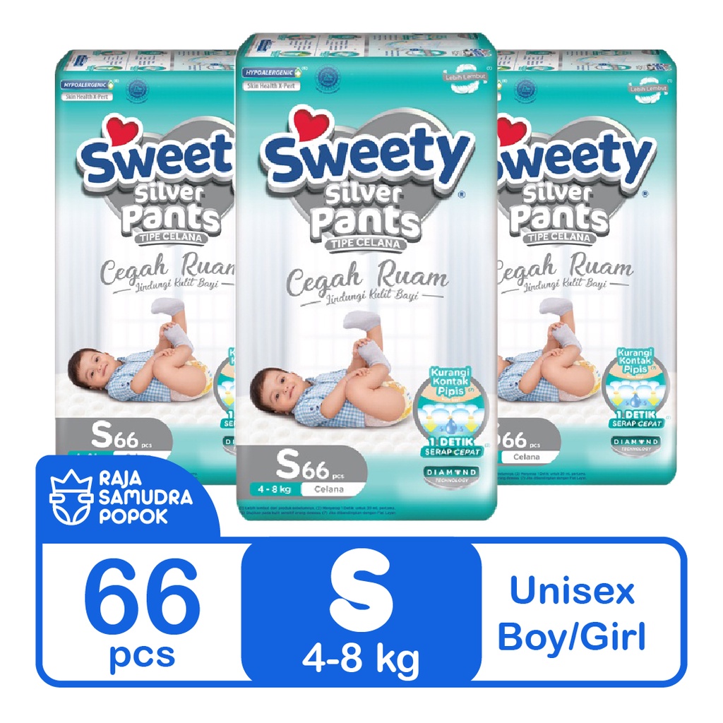 Jual SWEETY SILVER PANTS ( NBS-40, S32, S66, M28, M46, M60, L26, L28 ...