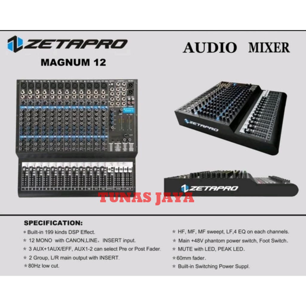 Jual MIXER AUDIO ZETAPRO MAGNUM 12 - MAGNUM12 12 CHANNEL ORIGINAL | Shopee Indonesia
