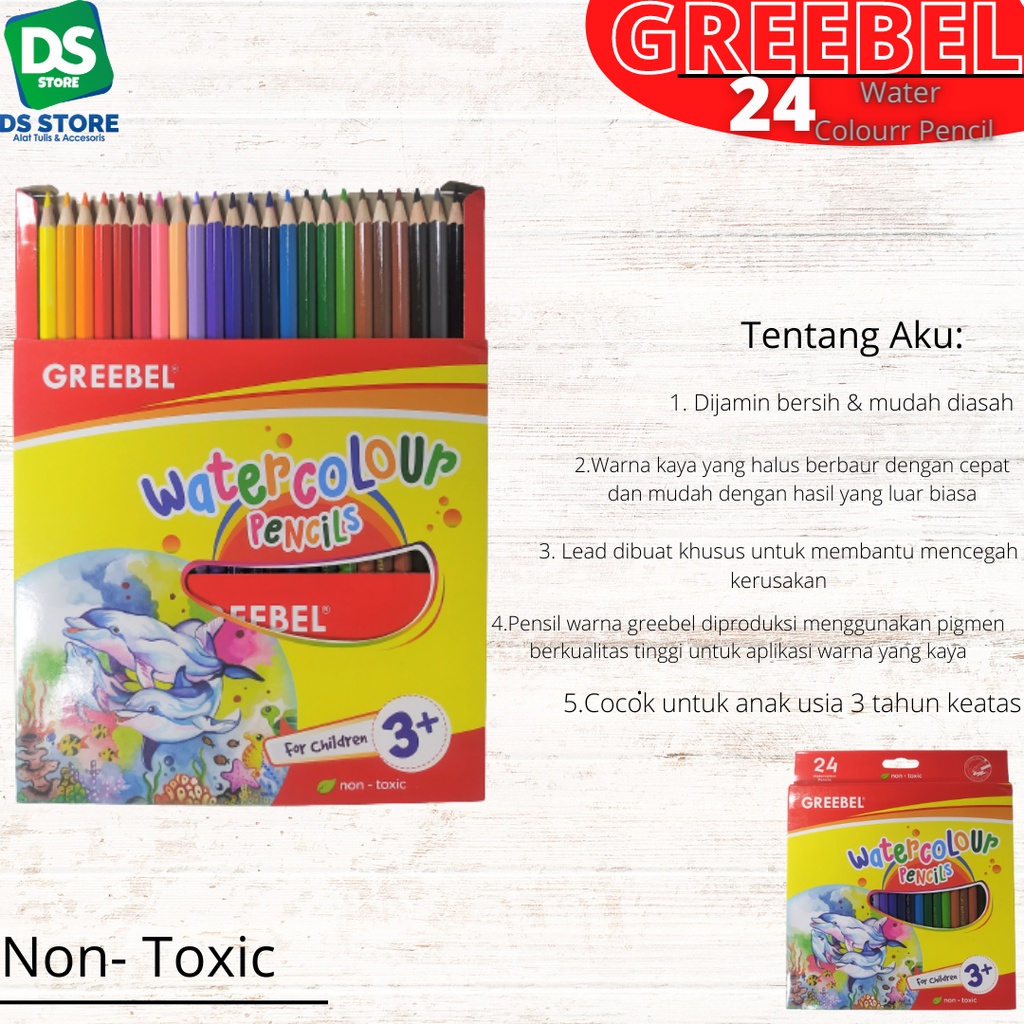 Jual Pensil Warna Watercolour 24 Warna Greebel Shopee Indonesia 