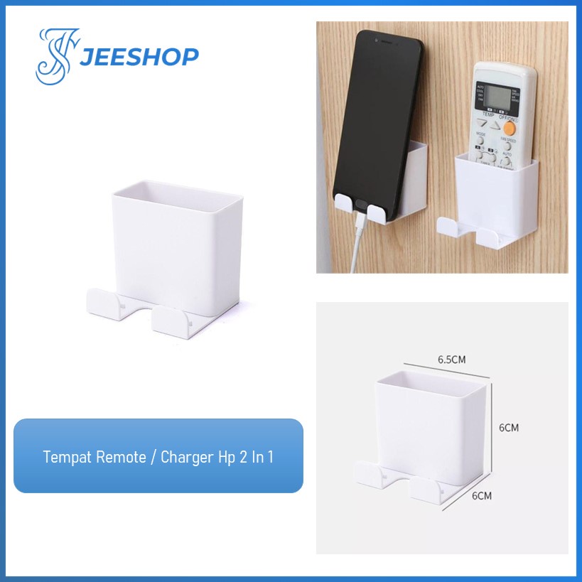 Jual Tempat Remote Charger Cas Hp Rak Colokan Kabel 2in1 Holder Tempel ...