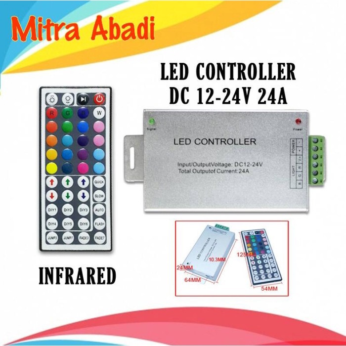 Jual LED Controller Aluminium LED Strip RGB DC 12-24V 24A + Remote ...