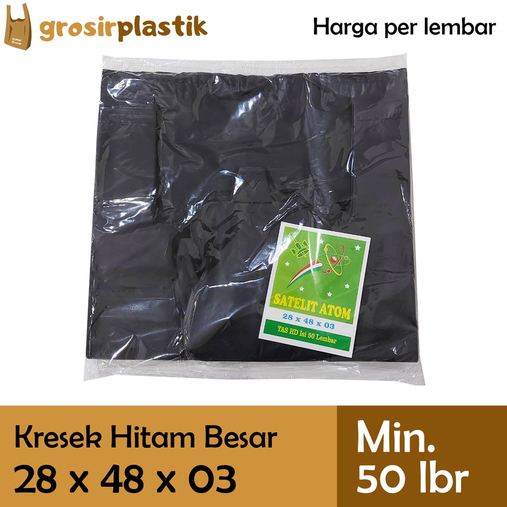 Jual [LBR] Grosir Plastik Kantong Kresek SATELIT ATOM 28 x 48 x 03 Hitam M032 | Shopee Indonesia