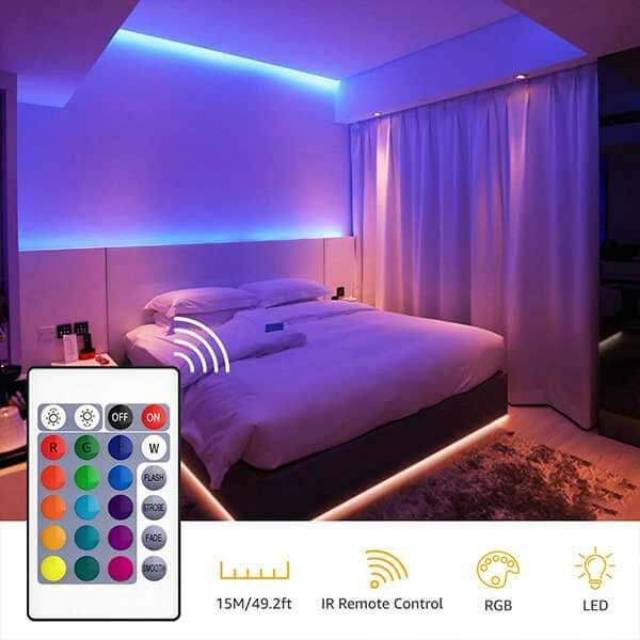 Jual [Waterproof] Lampu led strip rgb 16 warna lampu kamar neon tiktok ...