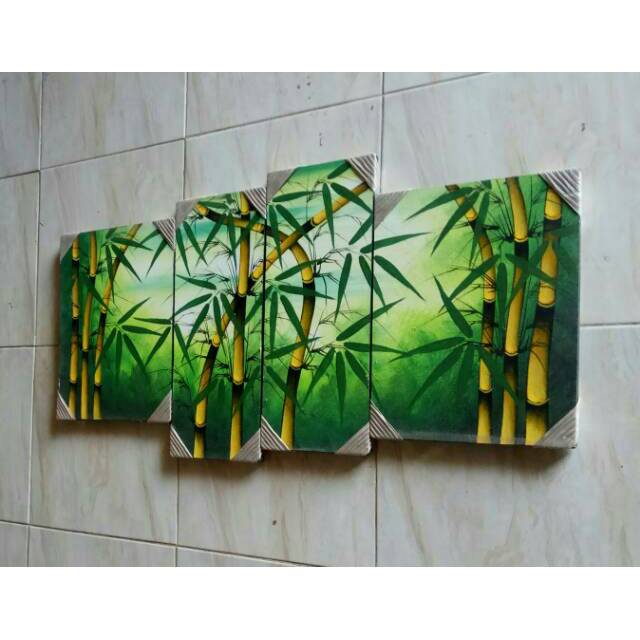 Jual Lukisan panel hutan bambu hijau 4in1 | Shopee Indonesia