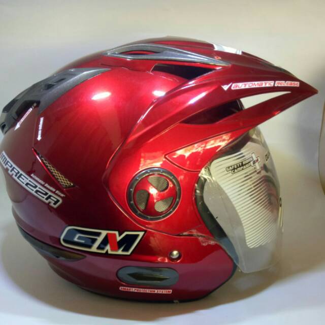 Jual HELEM DOBEL VISOR HELM GM HELEM KEREN HELM GM MERAH | Shopee Indonesia