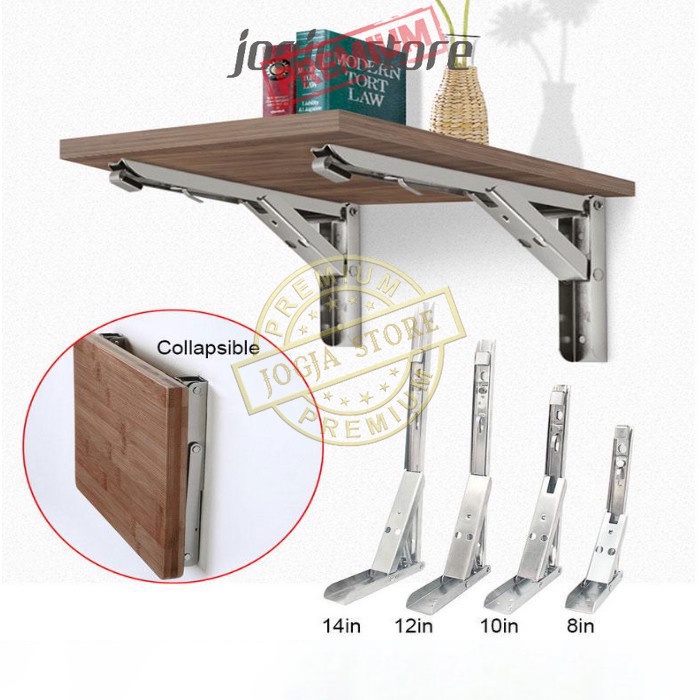 Jual Set Bracket Engsel Siku Rak & Meja Lipat 8 10 12 14 inch Max 65kg ...
