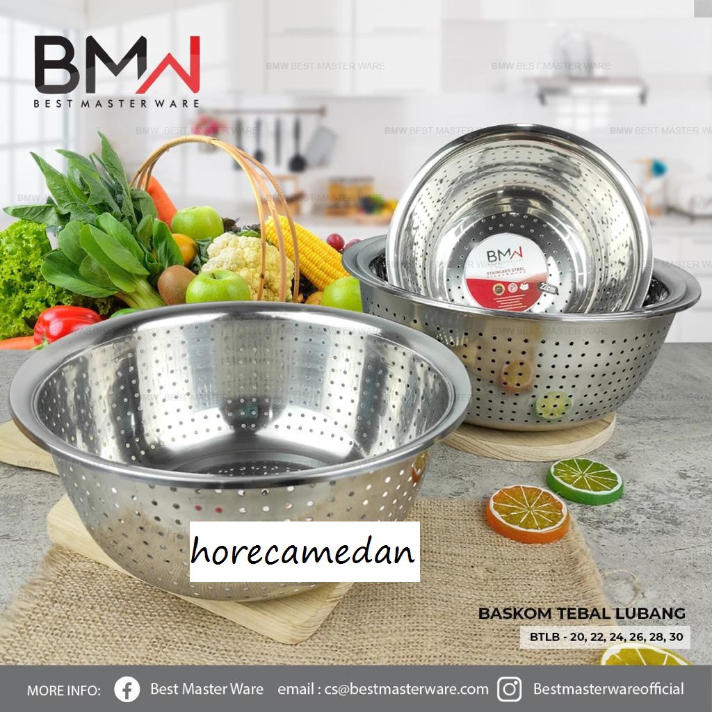 Jual Baskom Stainless Saringan Bolong Tebal Cuci Sayur BMW / Baskom ...