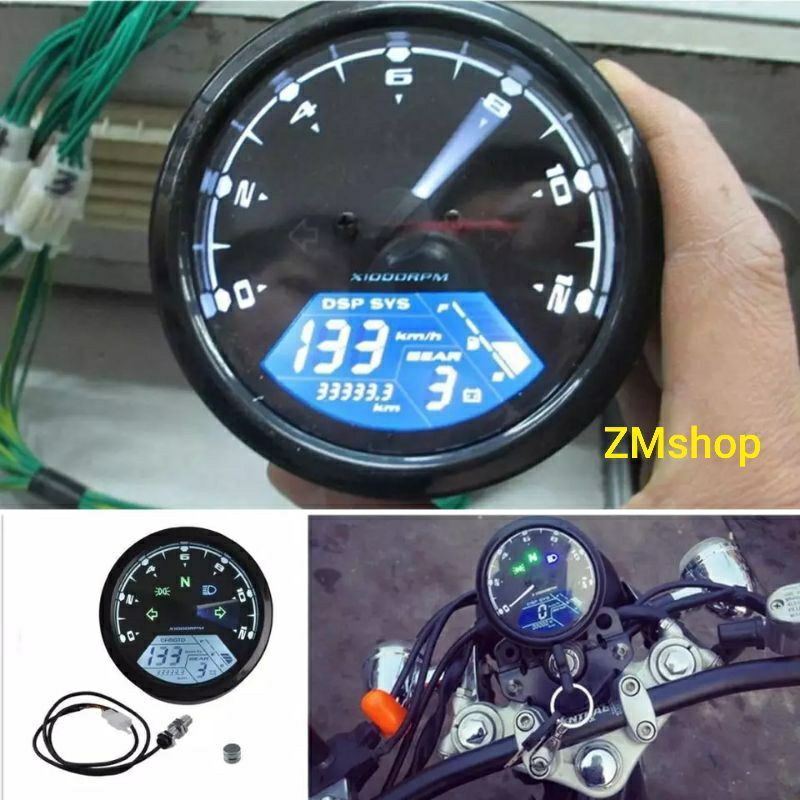 Jual Speedometer digital bulat universal harley rxking cb tiger ...