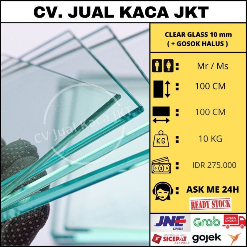 Jual Kaca Clear / Kaca Bening 10 mm ( 10 mili ) Gosok Mesin Volume 0,5 ...