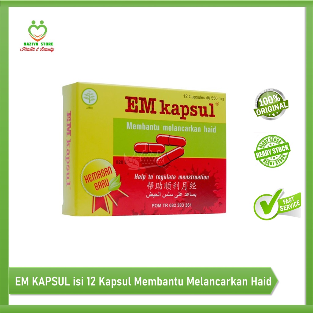 Jual EM KAPSUL Isi 12 Melancarkan Haid Meredakan Nyeri Haid | Shopee ...