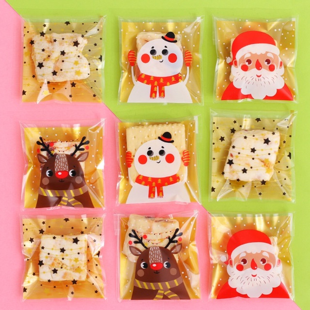 Jual 100pcs Plastik packing cookies natal Santa 7x7/10x10 kemasan snack ...