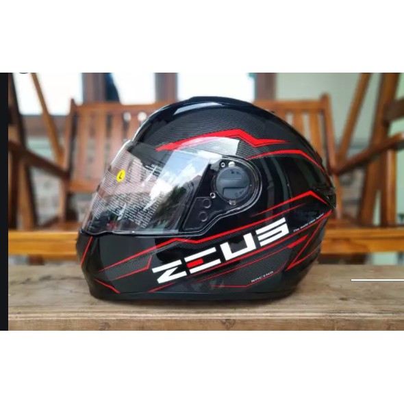 Jual Helm Zeus 811 Black AL12 Black Red | Shopee Indonesia