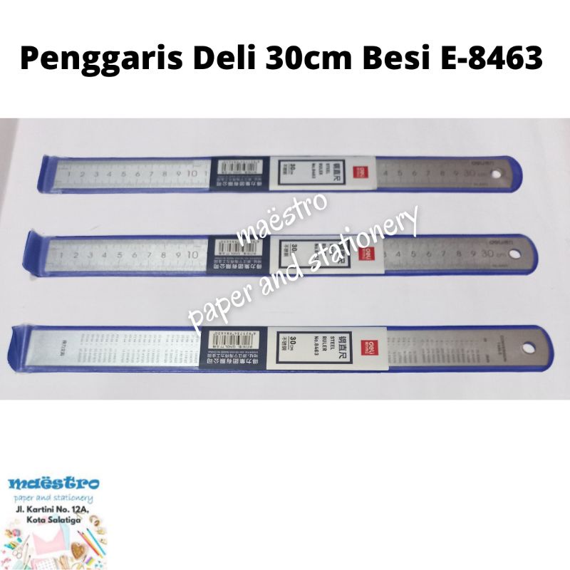 Jual Penggaris DELI E-8463 30cm / Penggaris Besi / Penggaris Tebal ...