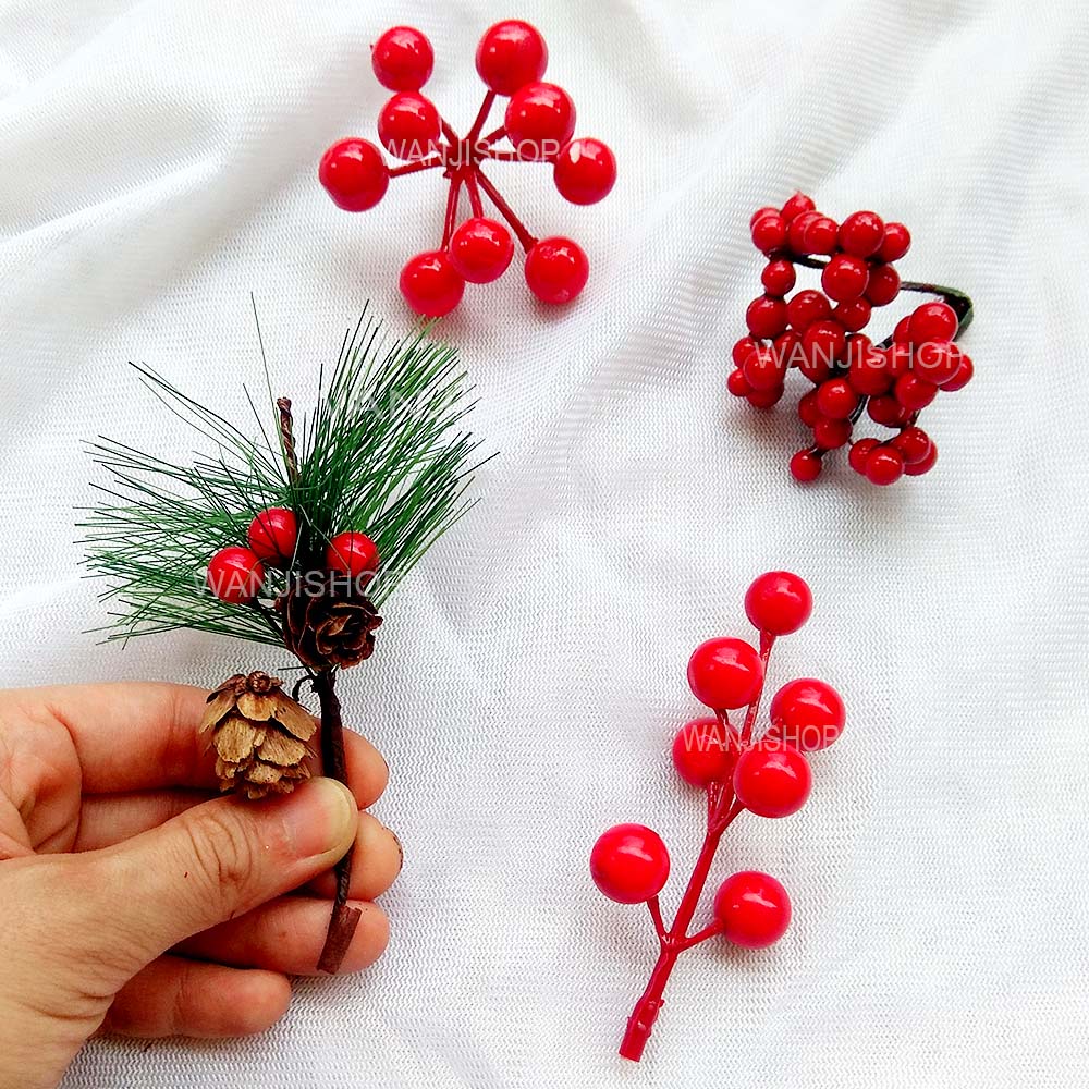 Jual AP52 Hiasan Pohon Natal Bunga CERI KECIL Buah Lobi Hampers Gift ...