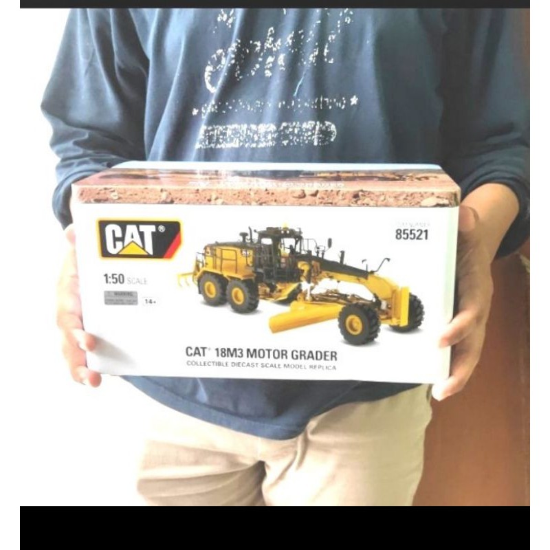 Jual diecast miniatur alat berat cat 18m3 motor grader caterpillar 1:50 ...