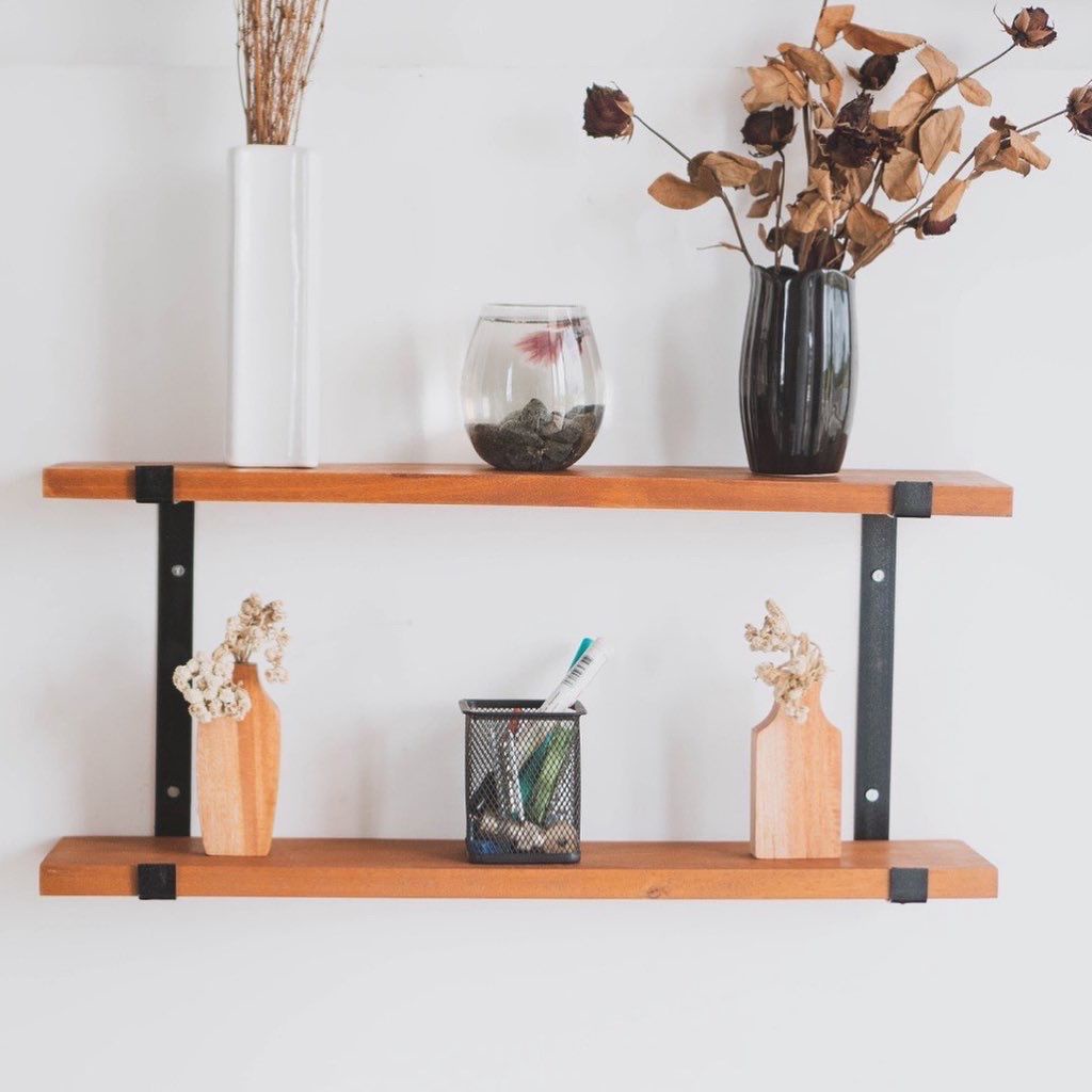 Jual rak dinding kayu vintage ambalan dinding kayu minimalist hiasan ...