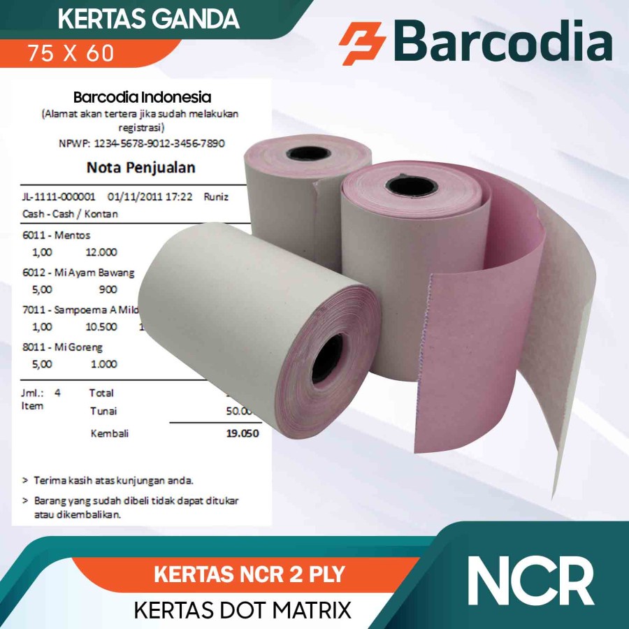 Jual Iware Kertas Struk NCR 2 Ply 75x60mm - Kertas Struk 2 Ply Rangkap ...