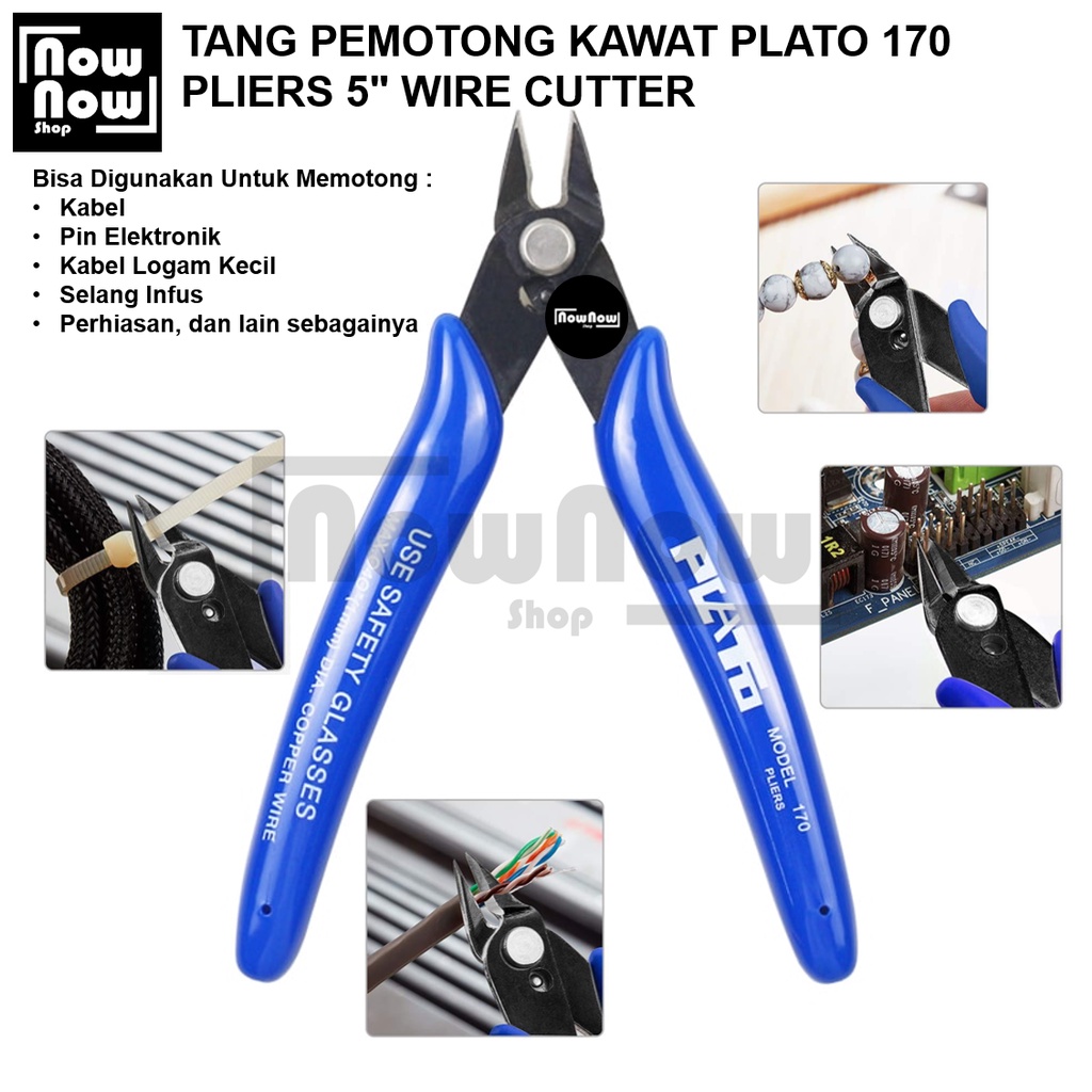 Jual TANG PEMOTONG KAWAT PLATO 170 PLIERS 5" WIRE CUTTER COIL KABEL ...