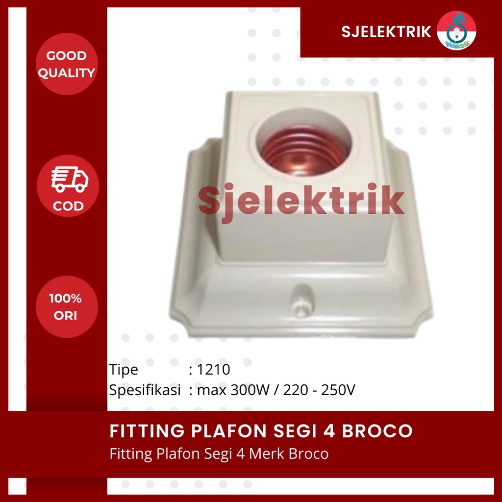 Jual FITTING LAMPU PLAFON BROCO 1210 kotak fiting rumah lampu /fitting ...