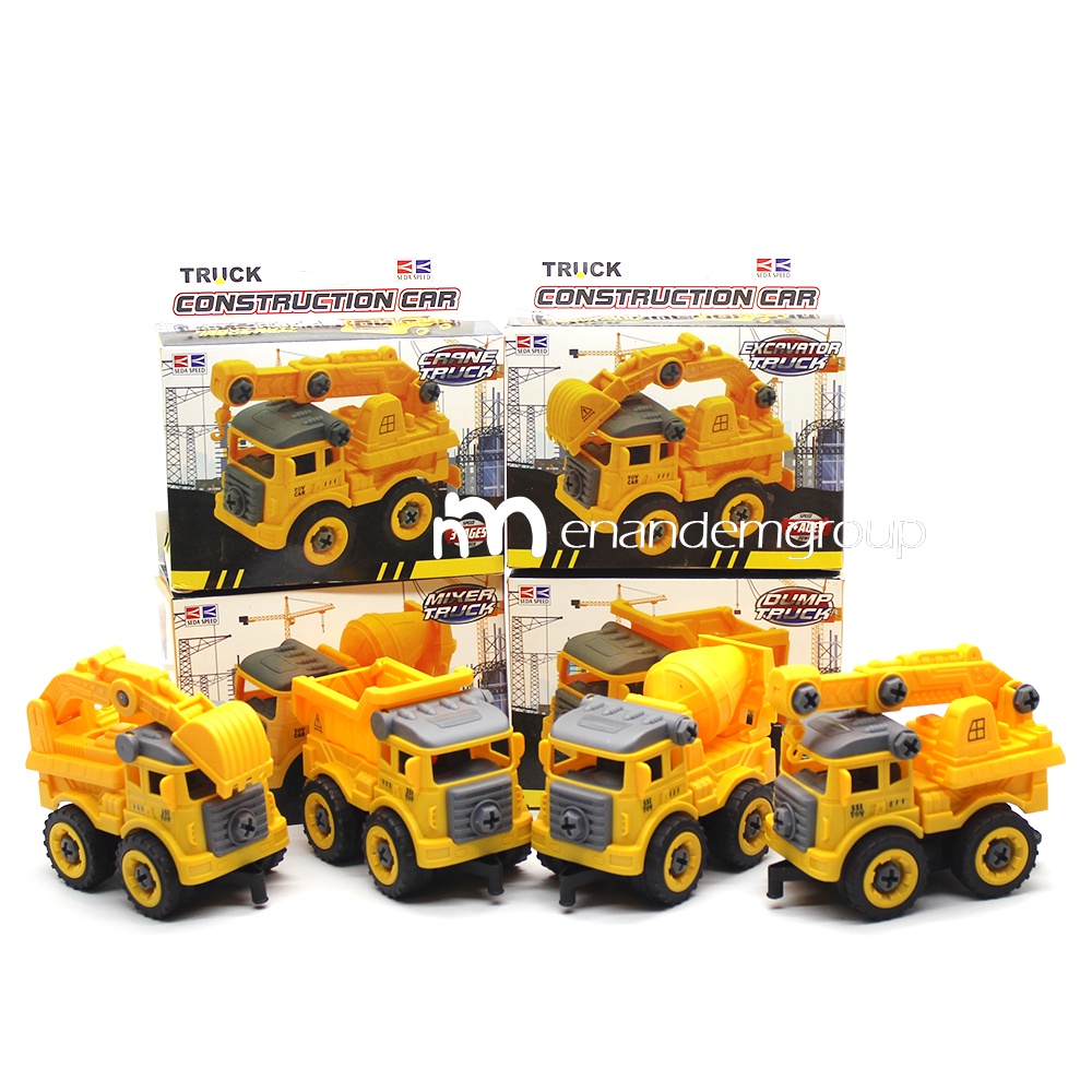 Jual Mainan Mobil Balok Susun Truk Dump Beco Excavator Crane Molen ...