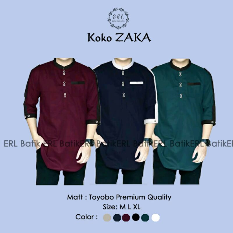 Jual KOKO ZAKA Baju Muslim Pria lengan 3/4 model Pakistan Baju Koko ...