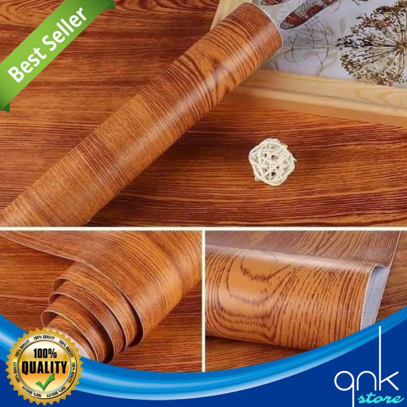 Jual Wallpaper Dinding Motif Kayu 45cm X 10m Jati Coklat Wallpaper