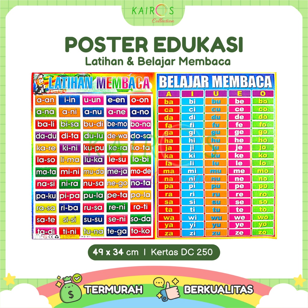 Jual Poster Dinding Belajar Anak Edukasi Latihan Membaca dan Belajar ...