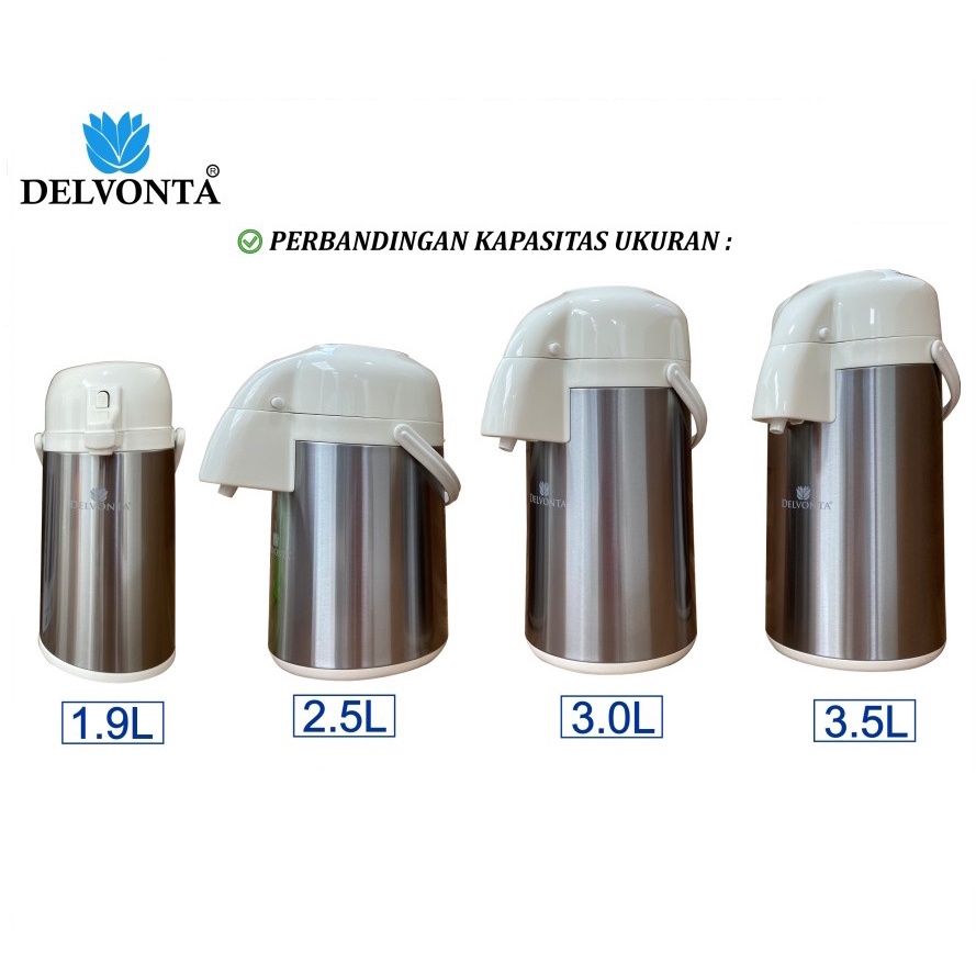 Jual Termos air panas pompa/ pump/ tekan delvonta airpot 1.9 / 2.5 / 3 ...
