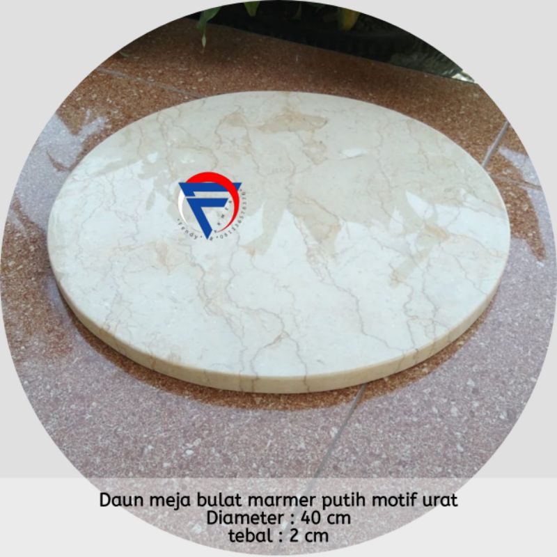 Jual Daun meja/top table bulat batu marmer putih motif urat D.40 ...