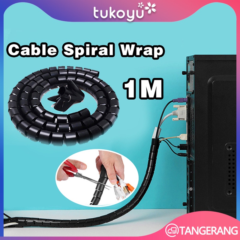 Jual 1M Cable Wrap Spiral Organizer/Flexible Spiral Tube Cable ...