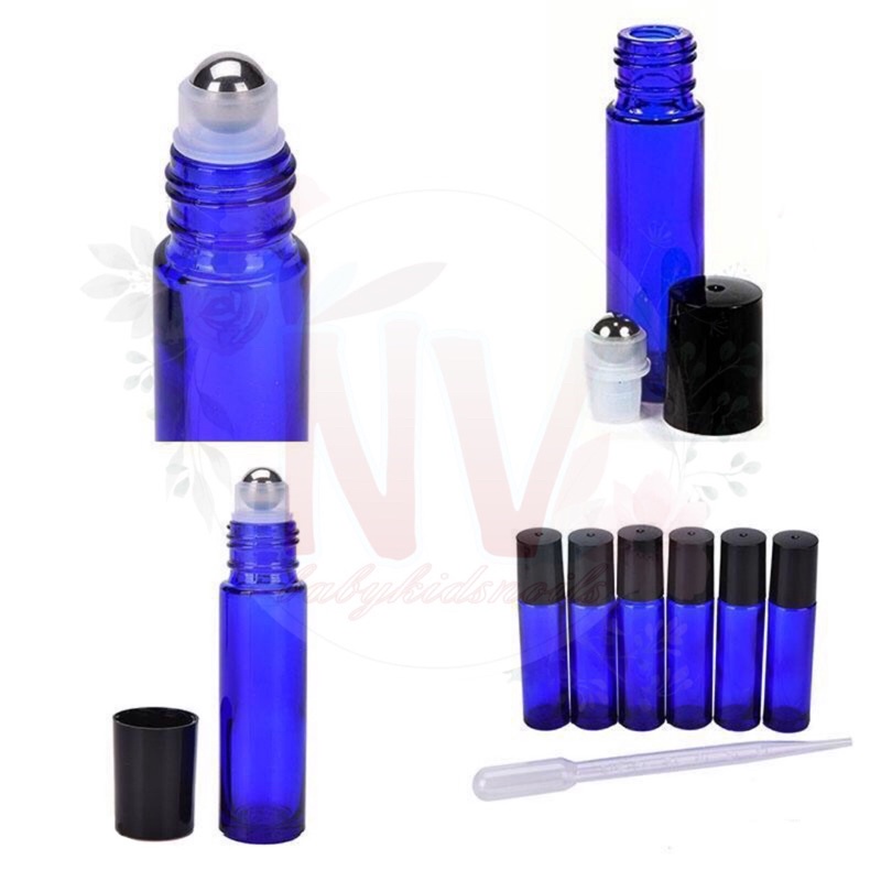 Jual THICK BLUE GLASS ROLLER BOTTLE / STEEL METAL BALL ROLL ON BOTTLE ...