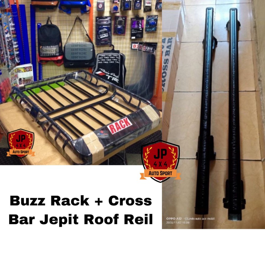Jual Paket buzz rack & cross bar jepit roof reil | Shopee Indonesia