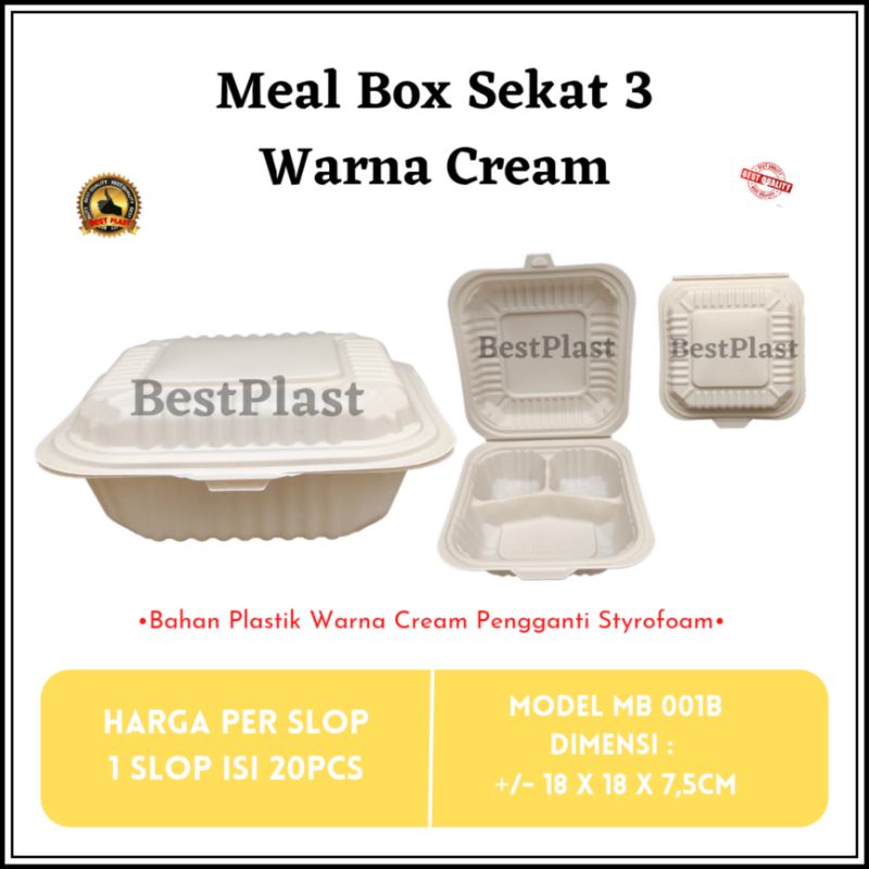 Jual Mika Nasi Sekat 3/ Meal Box Sekat 3 warna Cream/merak MB1B ...