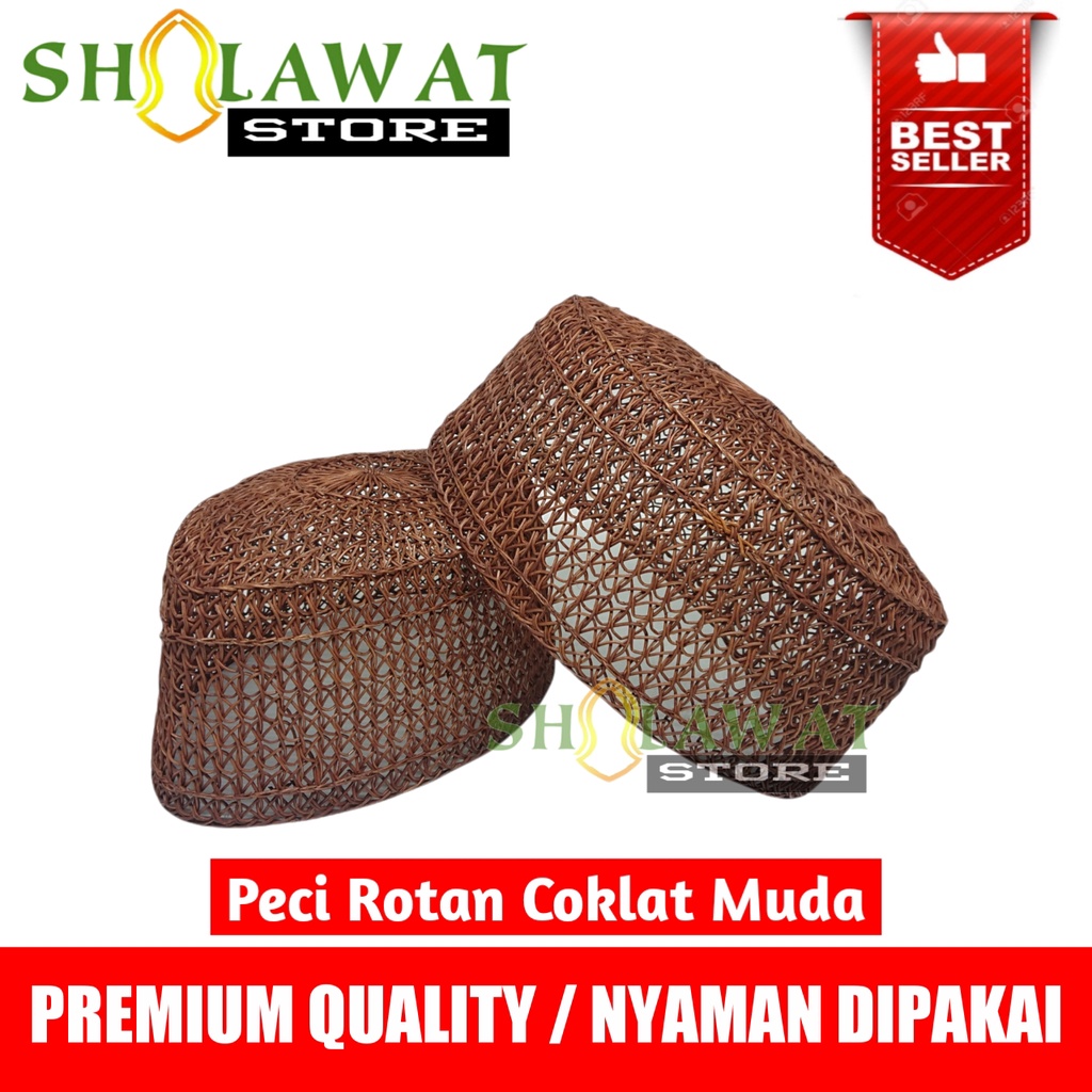 Jual [TERLARIS] Kopyah Rotan Coklat Muda / Peci Rotan / Songkok Rotan / Kopiah Rajut Rotan ...