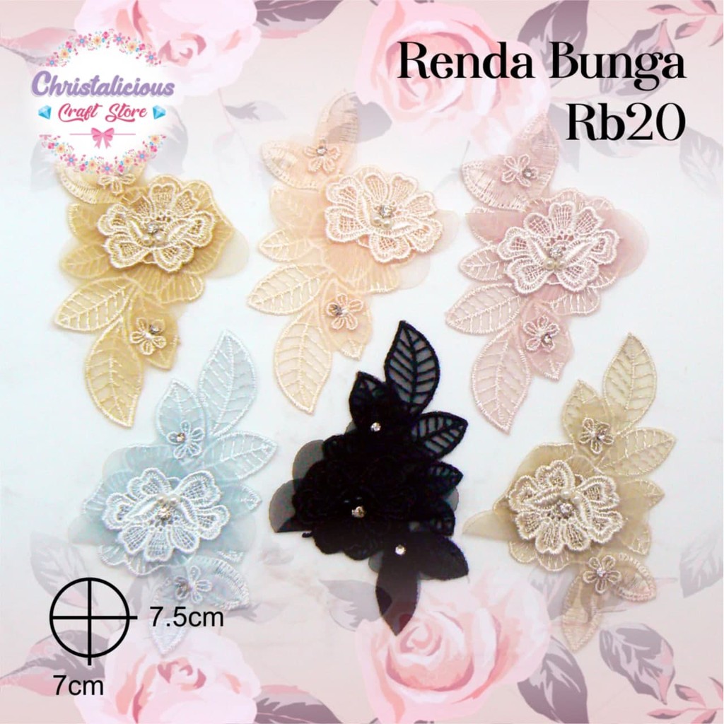 Jual Renda RB 20 Renda Bunga Cantik Renda Broklat, renda gaun, renda ...