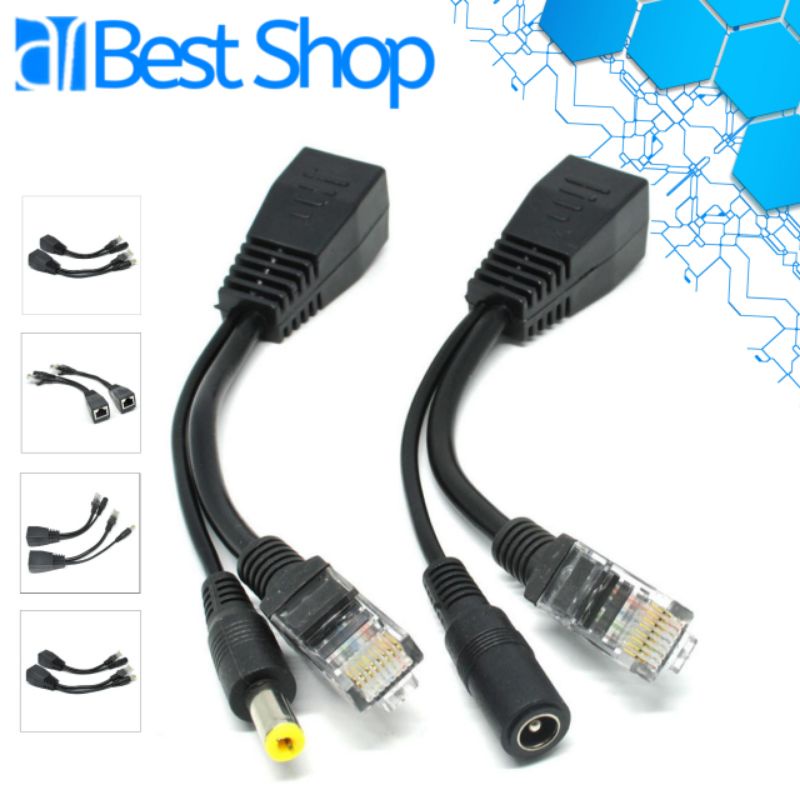 Jual Passive PoE Power Over Ethernet Cable with Male & Female Power ...