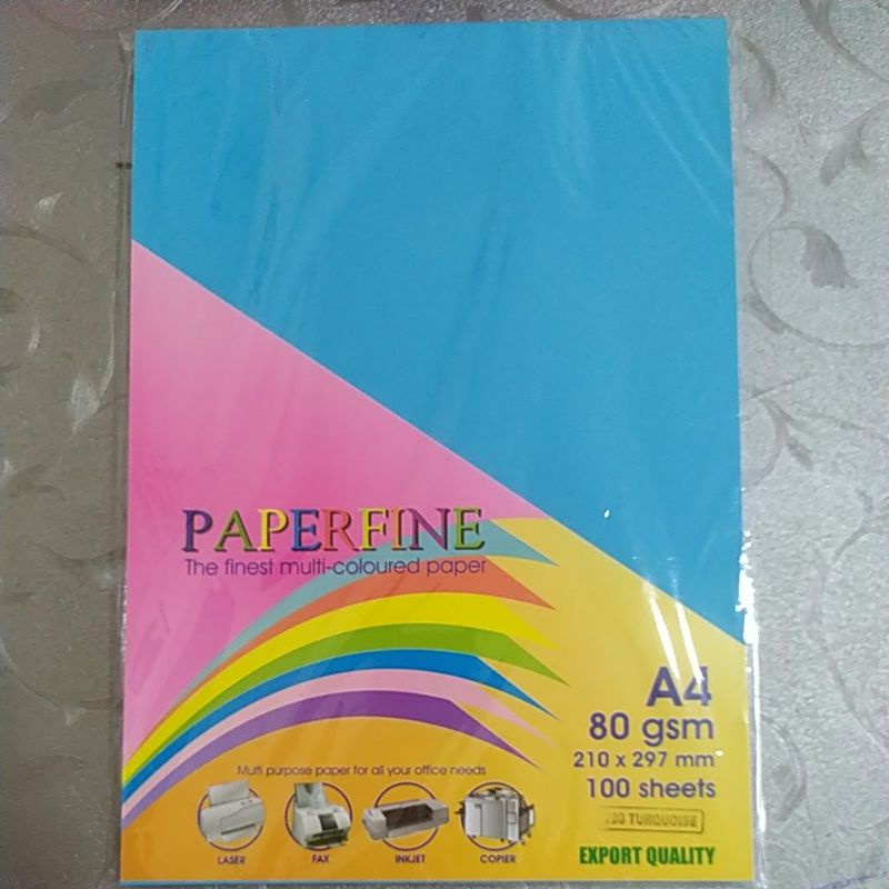Jual Kertas Paperfine A4 80 Gram 100 Sheet - Kertas HVS Warna | Shopee ...