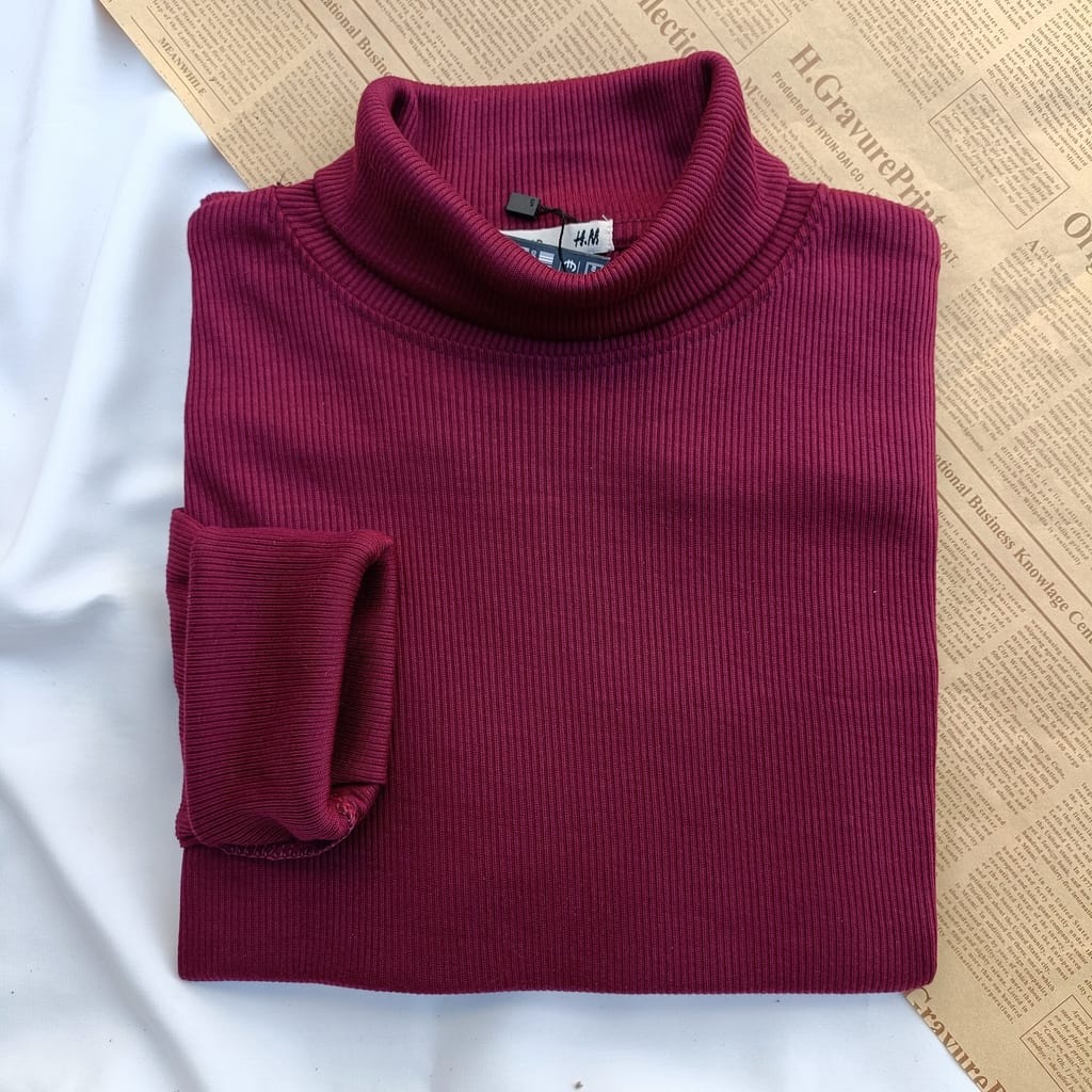 Jual Kaos Turtle Neck Lengan Panjang Bahan RIB Kaos Kerah Tinggi Pria ...