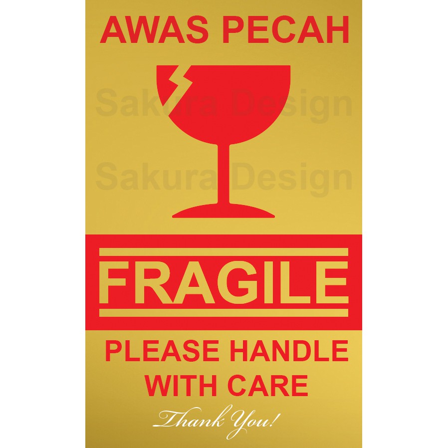Jual GOLD EDITION Stiker Fragile Label Pengiriman Awas Pecah Sticker ...