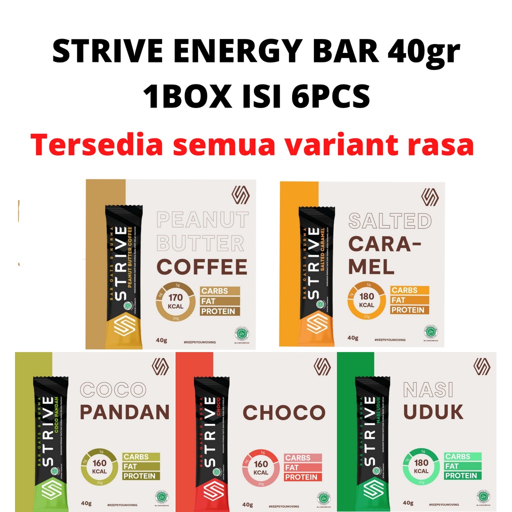 Jual STRIVE ENERGY BAR 40g 1 Box isi 6pcs tenaga lari sepeda olahraga ...