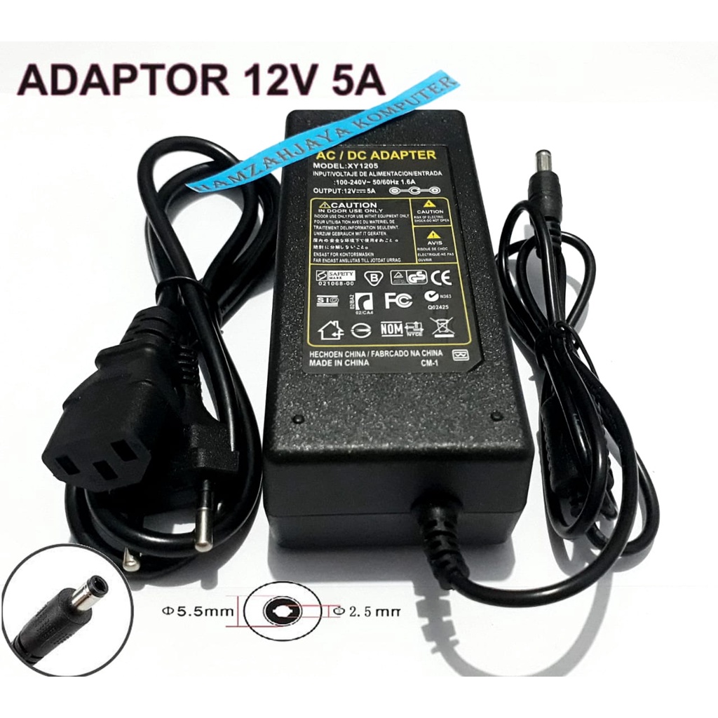 Jual CHARGER 12v 5A Adaptor 5A 12v Adapter 5 Ampere 12 Volt led DC 5.5 ...
