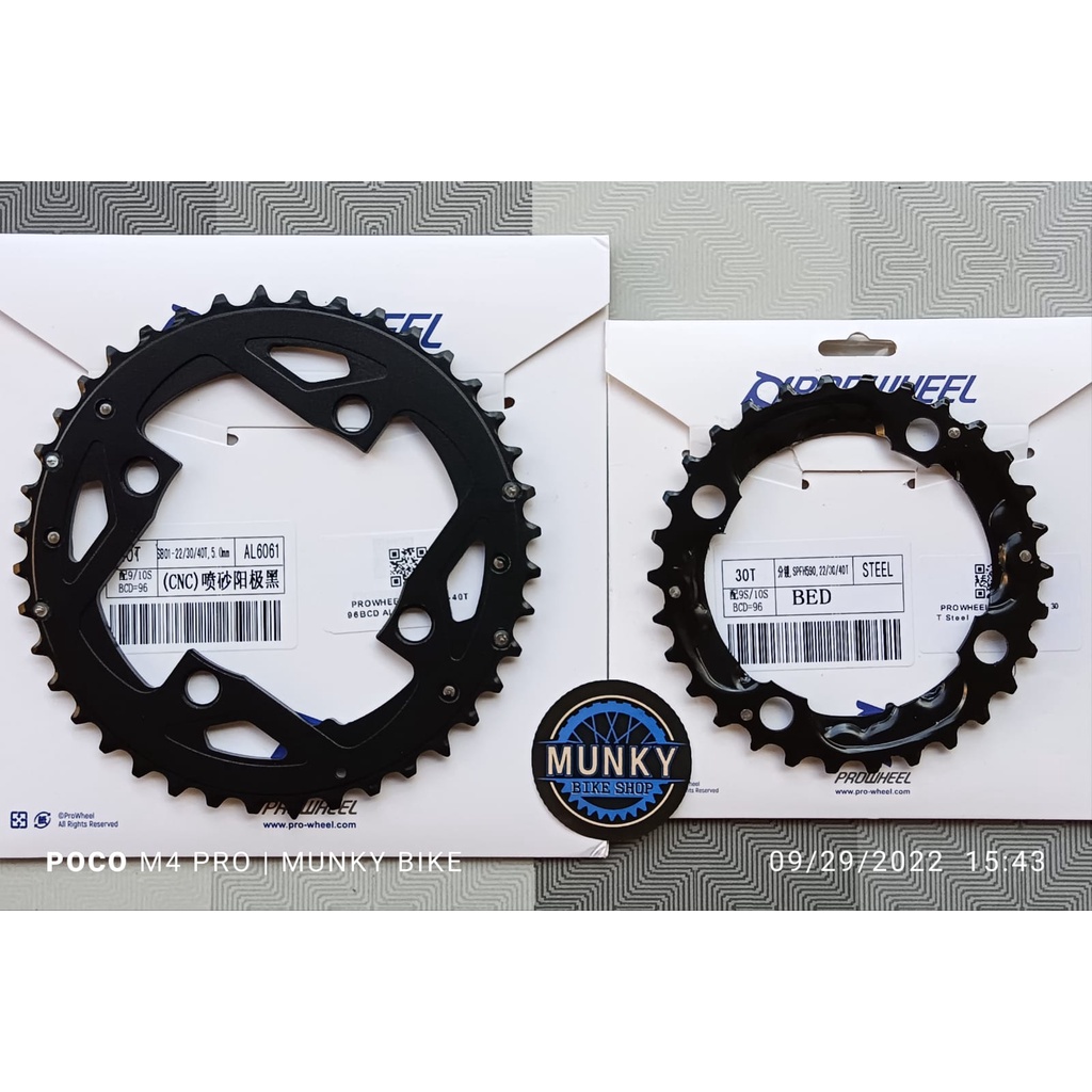 Jual Chainring Prowheel 30T 40T BCD 96 BCD untuk double triple ...