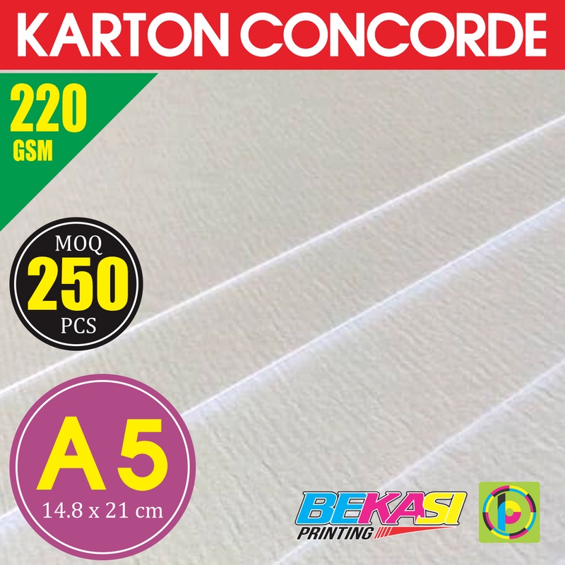 Jual Kertas Karton Carton Concorde 220 GSM Ukuran A5 14.8x21 cm isi 250 ...