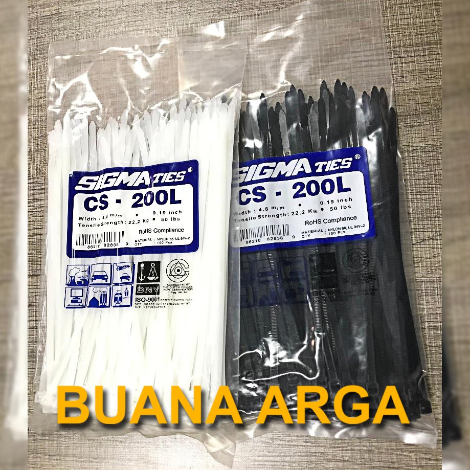 Jual Cable Ties Sigma CS-200 Hitam / Putih CV - 200 Kabel Tie CS - 200L ...