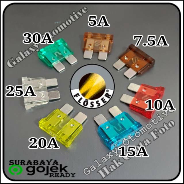 Jual Sekring / Fuse DX Tancep Flosser 7,5A / 10A / 15A / 20A / 25A / 30A - Harga Satuan Pcs ...