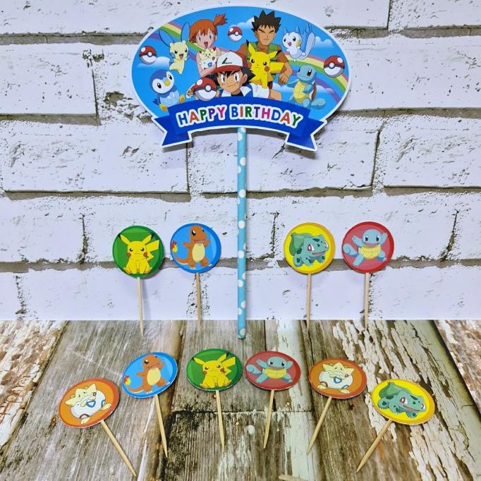 Jual CAKE TOPPER HAPPY BIRTHDAY POKEMON PIKACHU/ HIASAN KUE HBD POKEMON ...